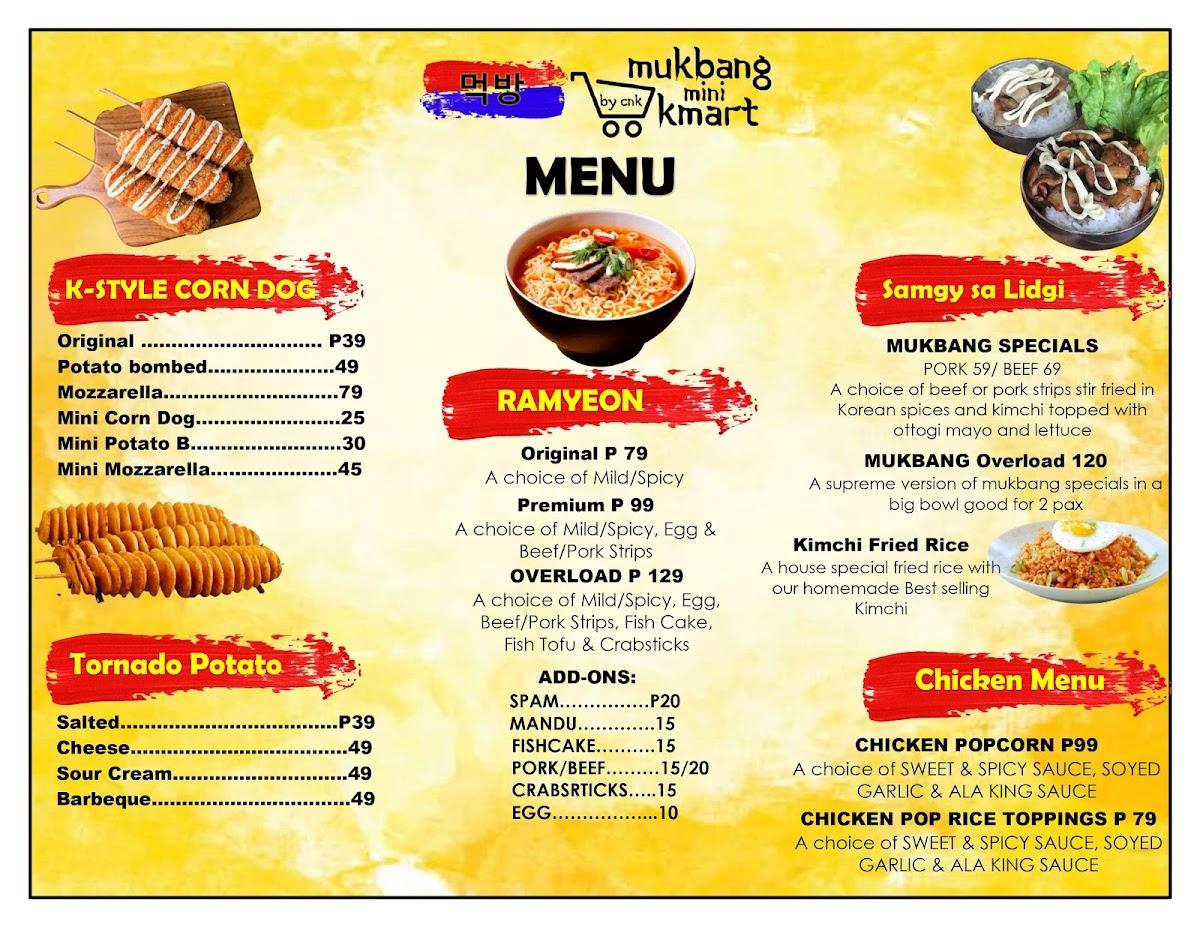 Menu at Mukbang Kmart restaurant, Philippines
