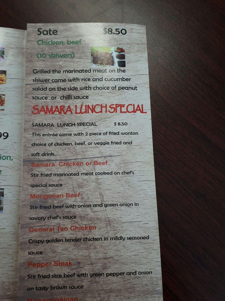 Menu at Samara Kitchen restaurant, Mississauga