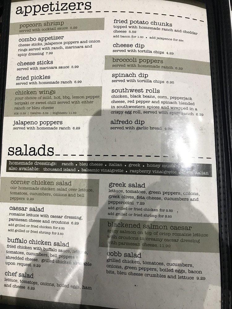Carta de The Corner Cafe, Griffin