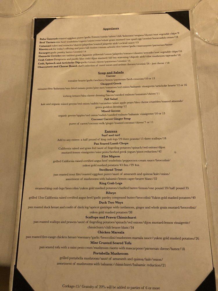 Menu at The Lake House Restaurant, South Lake Tahoe