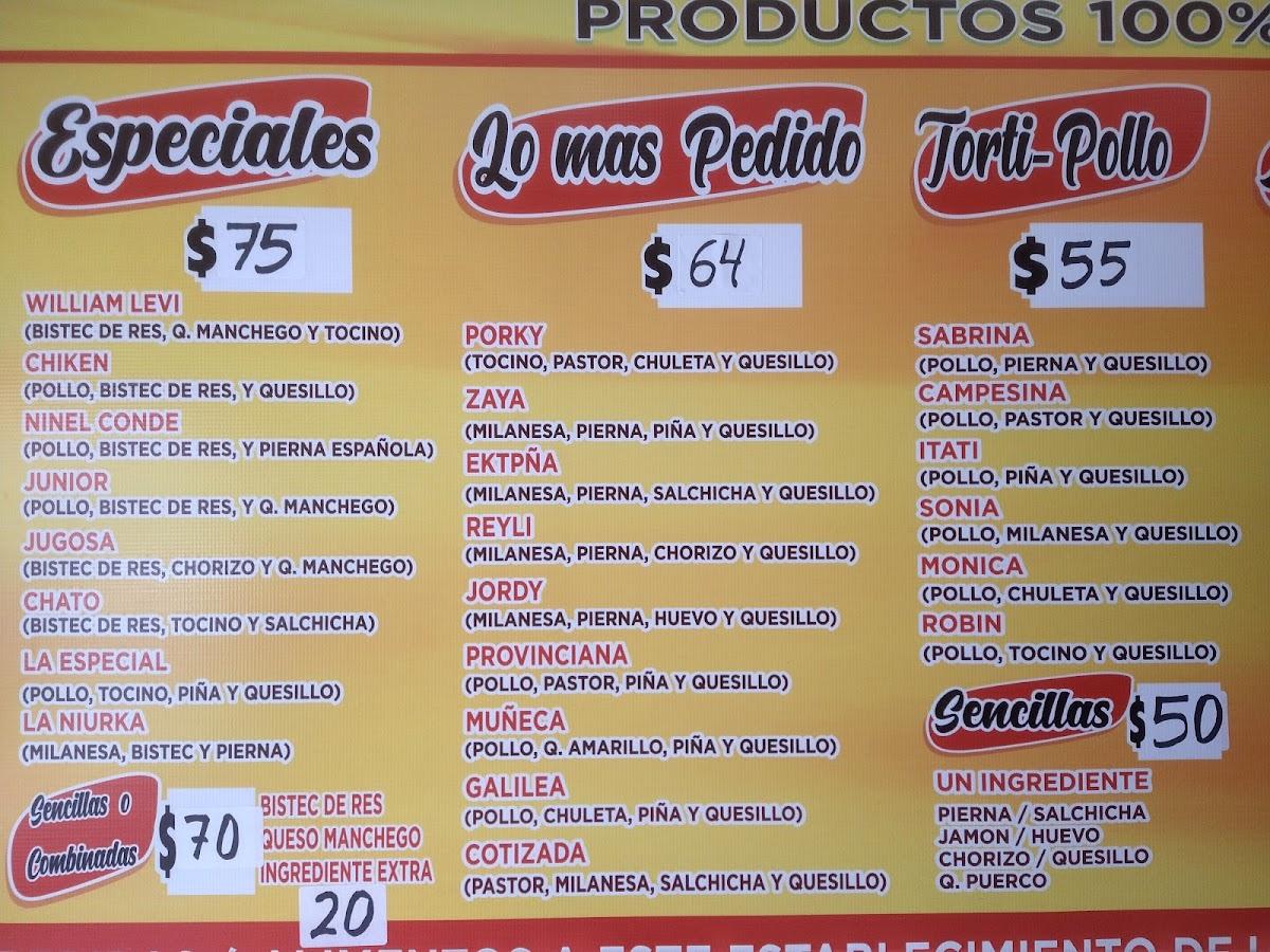 Menu at Tortas Gigantes restaurant, Ecatepec de Morelos, Av. Miguel ...