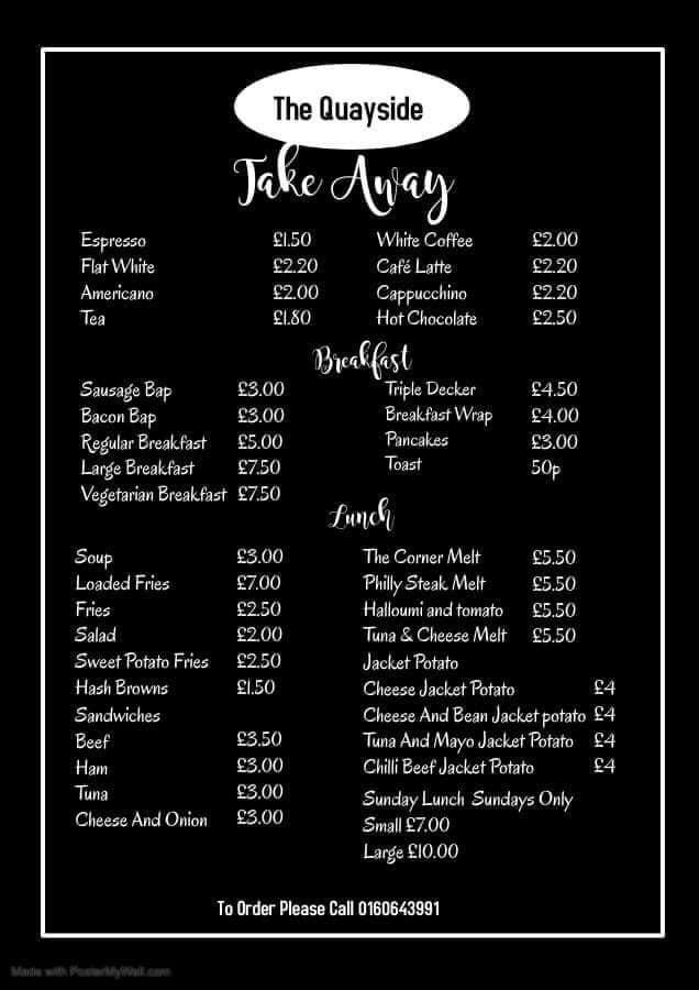 Menu at The Quayside pub & bar, Northwich