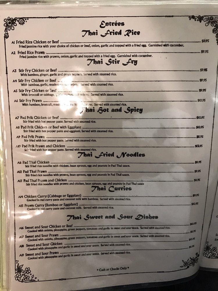 Menu at Bangkok 103 Cafe, College Place