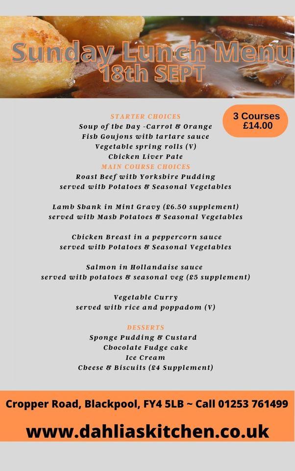 Menu at Dahlia's Kitchen • Licenced Restaurant & Coffee Shop, Blackpool
