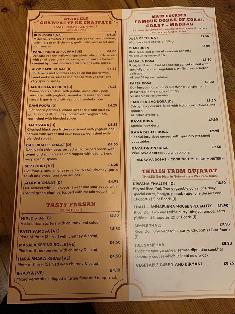 Menu at Diwana Bhel Poori House restaurant, London, 121-
