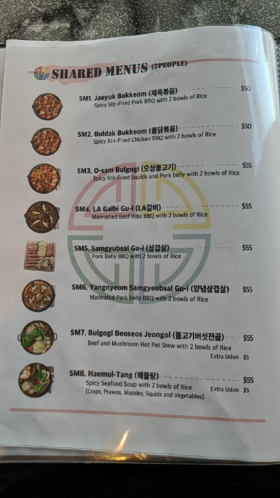 Menu at Han River Korean Restaurant, Lower Hutt