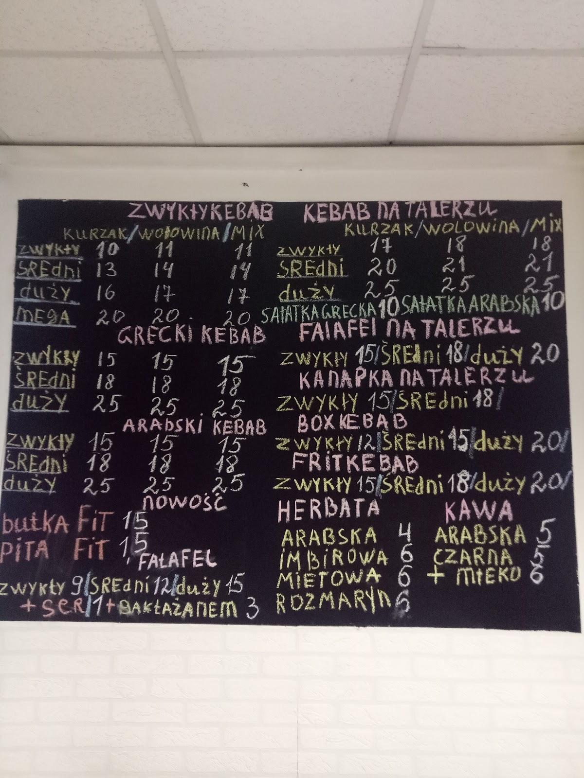 Menu at Kebab Habibi restaurant, Grodzisk Mazowiecki