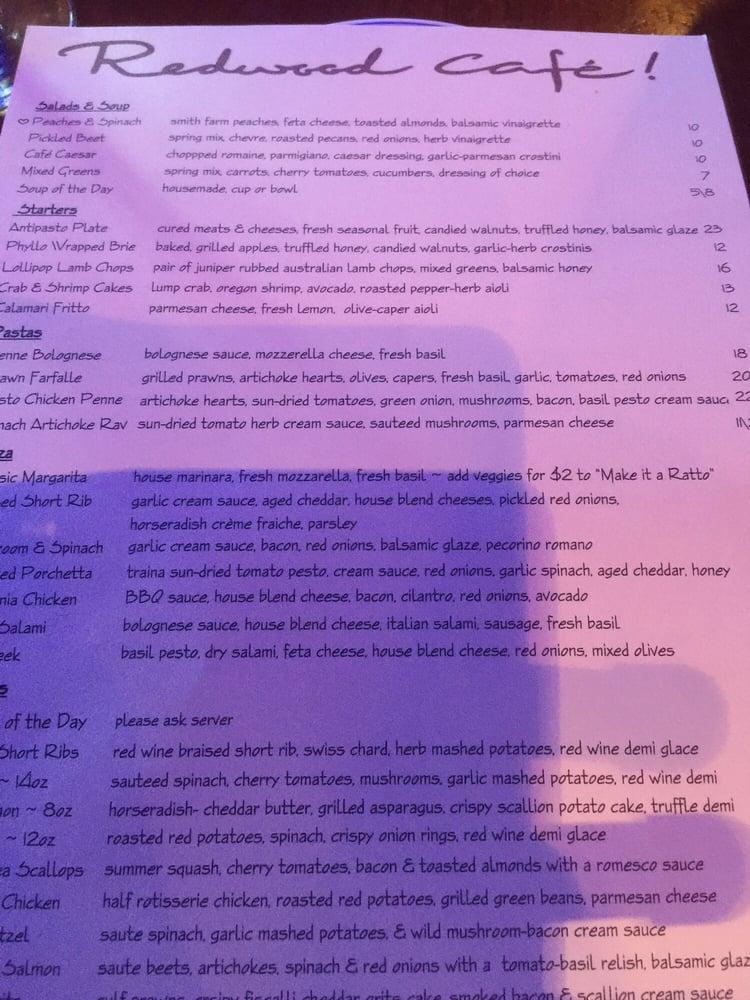 Menu at Redwood Café pub & bar, Modesto, Dale Rd