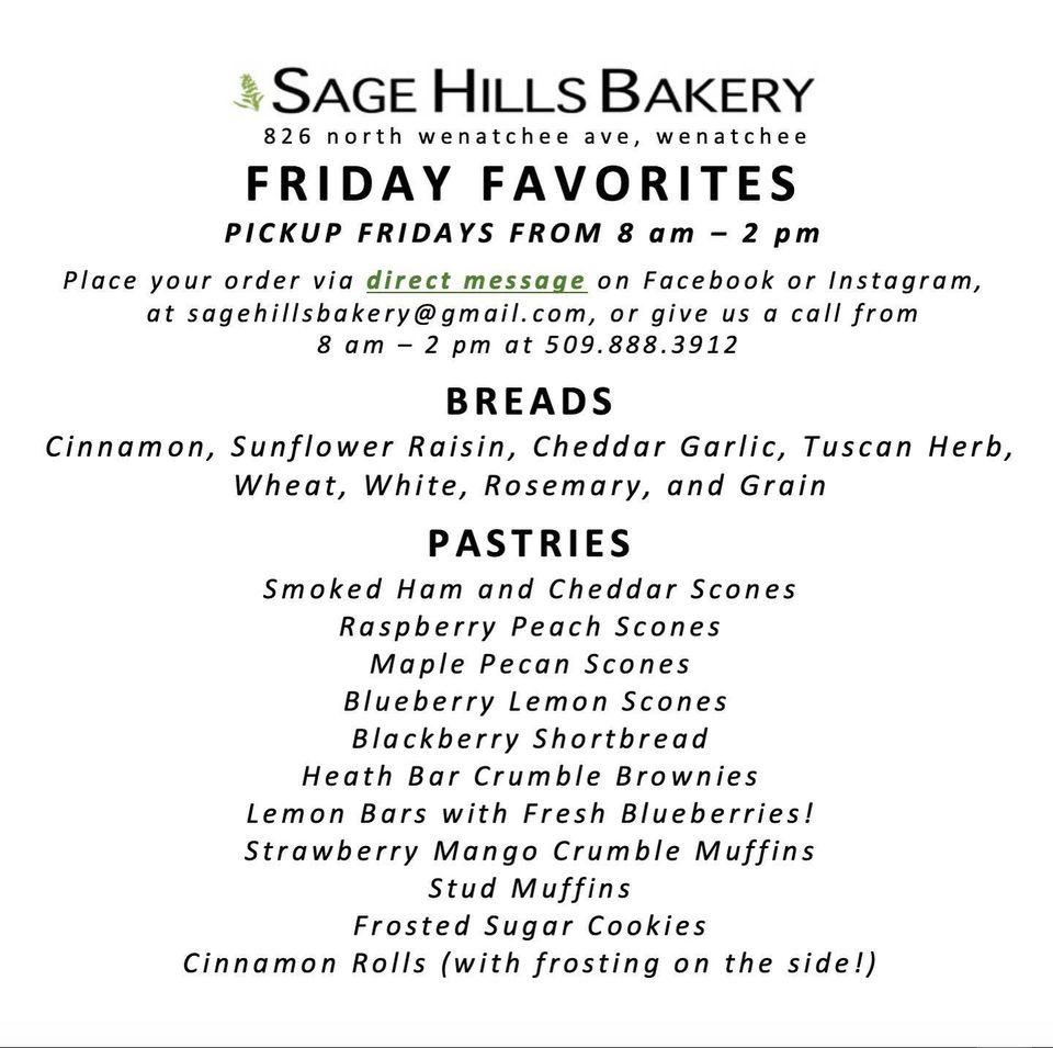 Menu at Sage Hills Bakery, Wenatchee