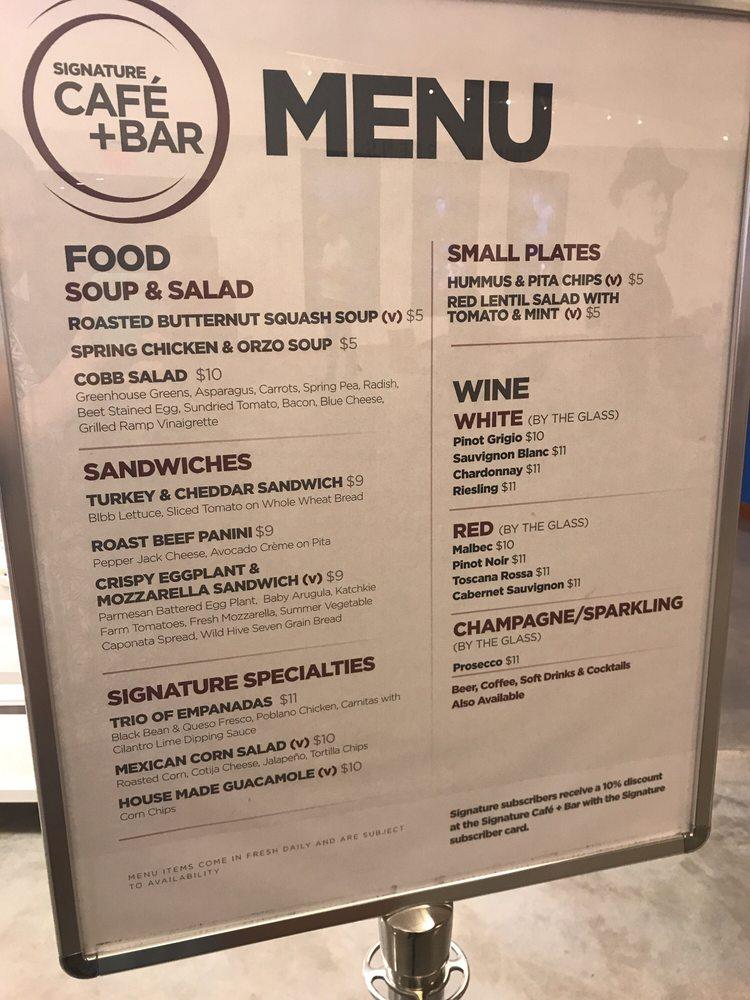 Menu at Signature Café and Bar, West New York