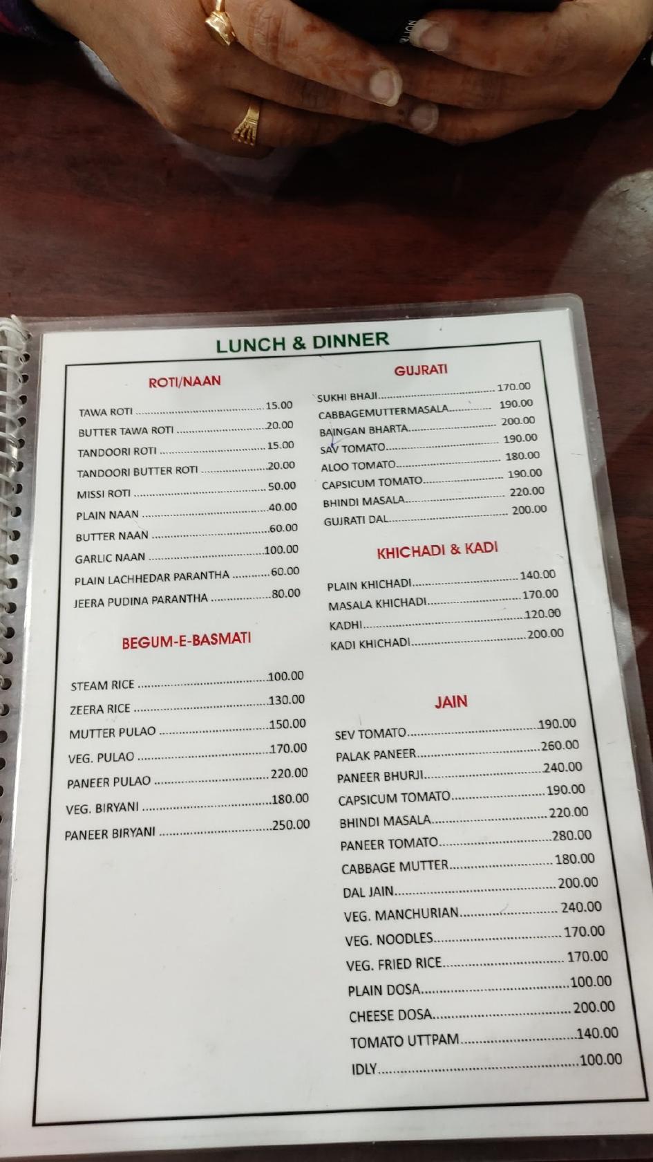 Menu at Balaji Restaurant, Manali