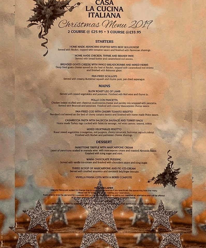 Menu at Casa La Cucina Italiana - Evesham restaurant, Evesham