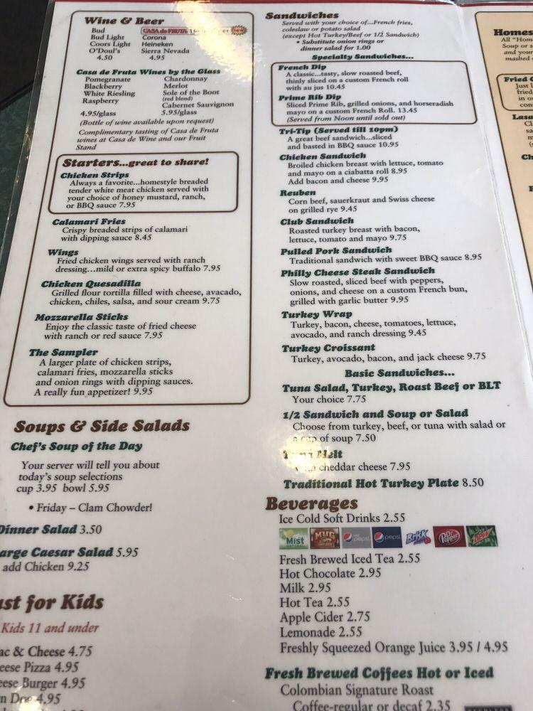 Menu at Casa de Fruta Restaurant, USA