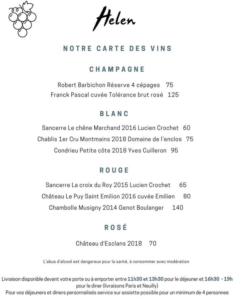Menu at Chez Catherine restaurant, Paris, 3 rue Berryer
