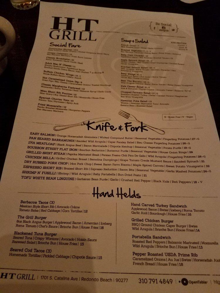 Menu at H.T. Grill pub & bar, Redondo Beach