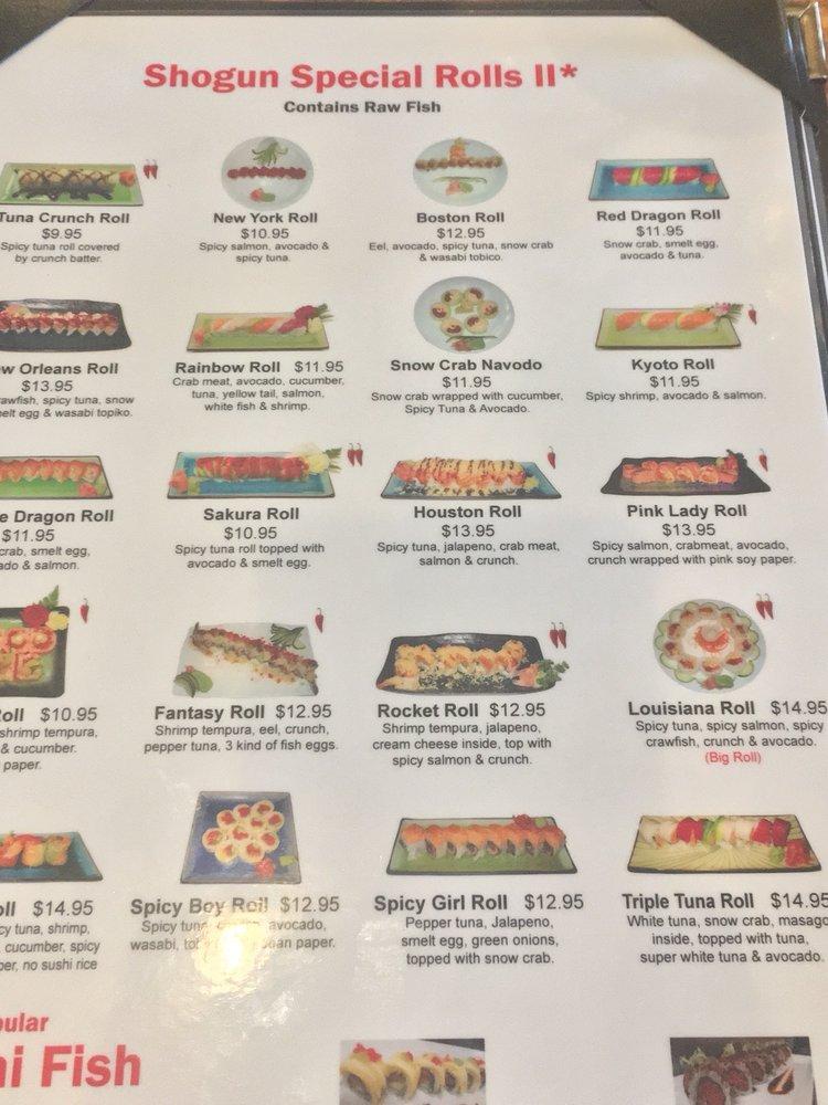 Carta del restaurante Shogun, Rosenberg