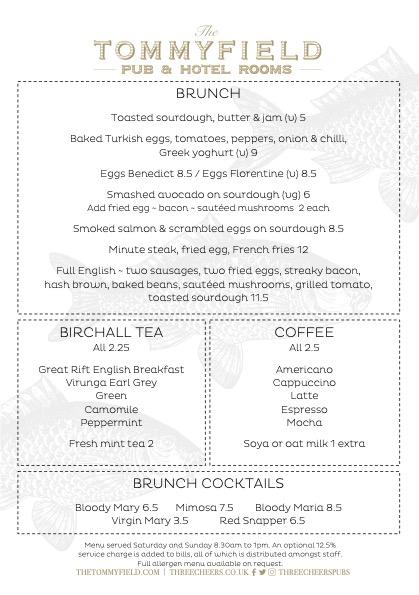 Menu at The Tommyfield pub & bar, London