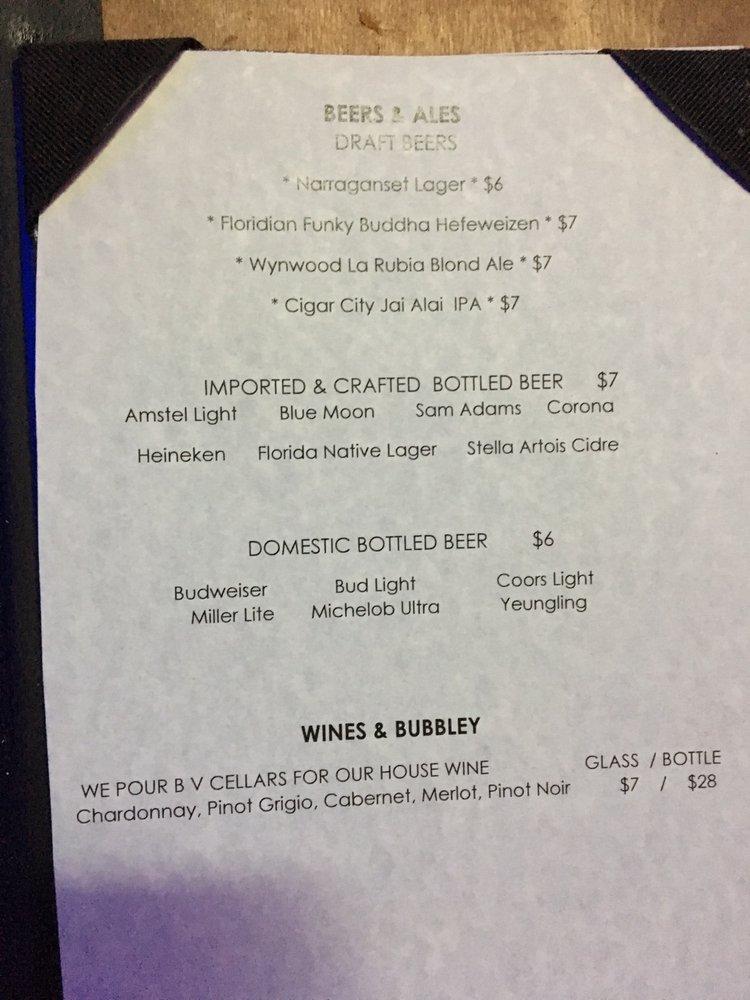 Menu at The Wreck Bar, Fort Lauderdale