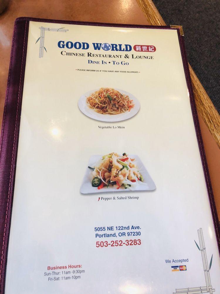 Menu at Goodworld Chinese Restaurant, Portland