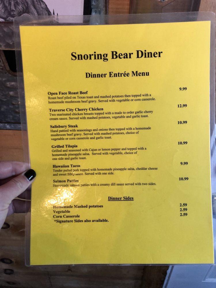 Menu at Snoring Bear Diner restaurant, Walland