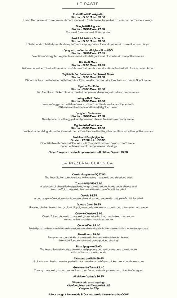 Menu at Zucchinis Restaurant, Batley