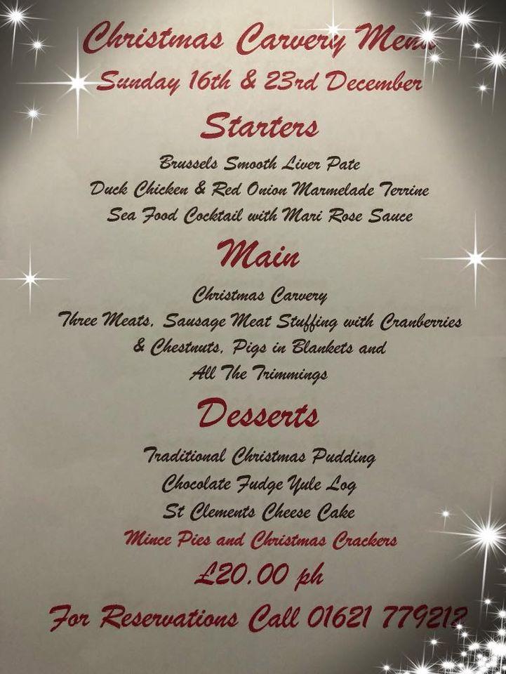 Menu at Cap & Feathers pub & bar, Tillingham