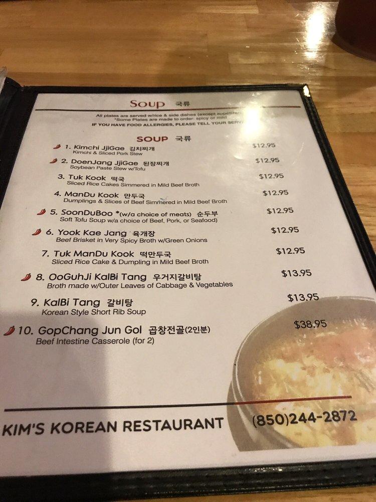 Menu at Kim's Korean Restaurant, Fort Walton Beach, 99 Eglin Pkwy NE