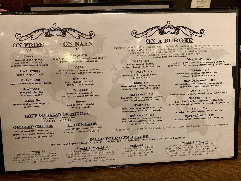 Carta del pub y bar The Map Room, Cedar Rapids