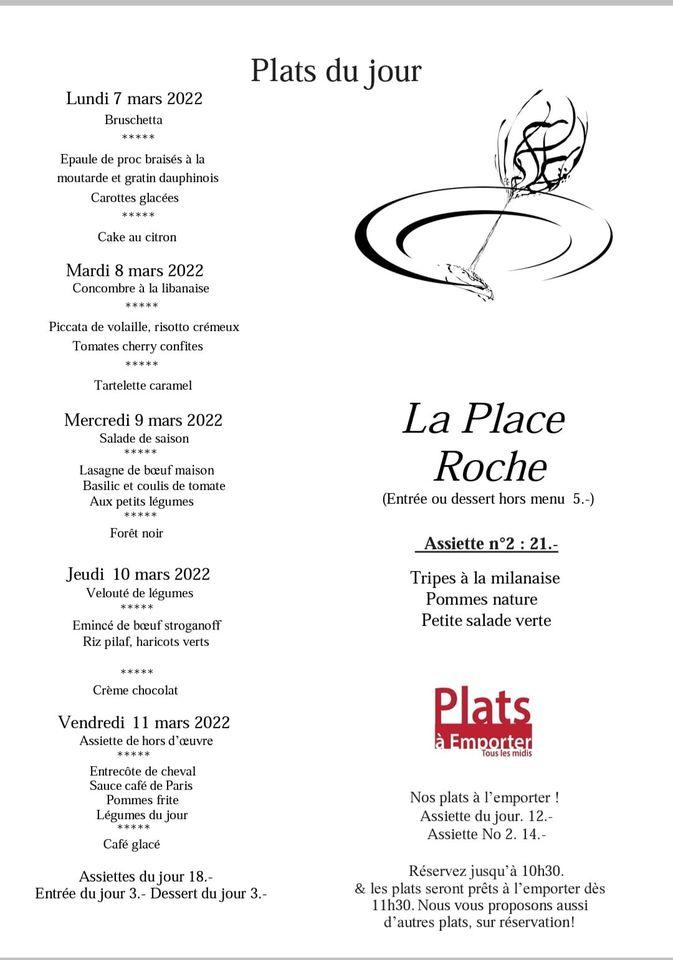 Speisekarte von Café de la Place Roche Sàrl, Roche VD