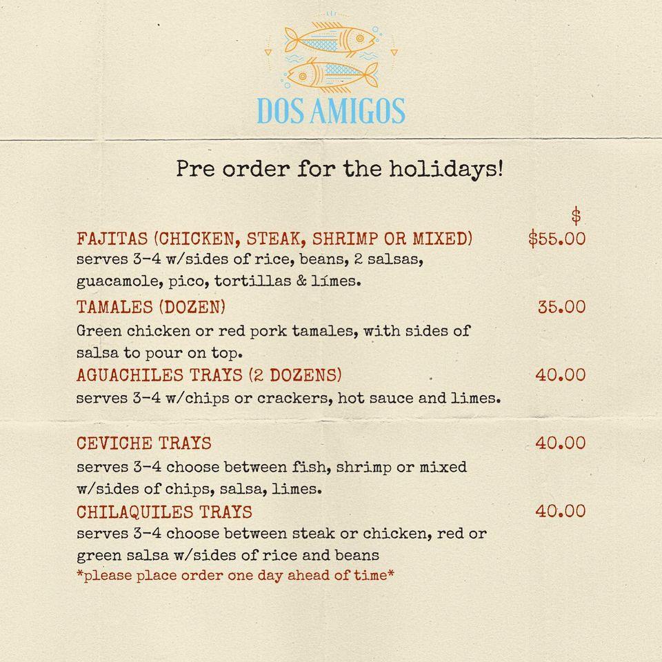 Menu at Dos Amigos Restaurant and Bar, Stanton