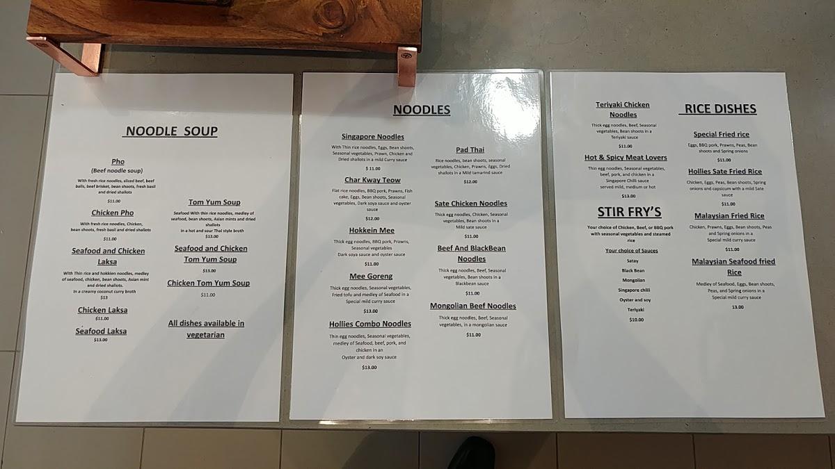 Menu at Hollie's Cafe, Essendon Fields