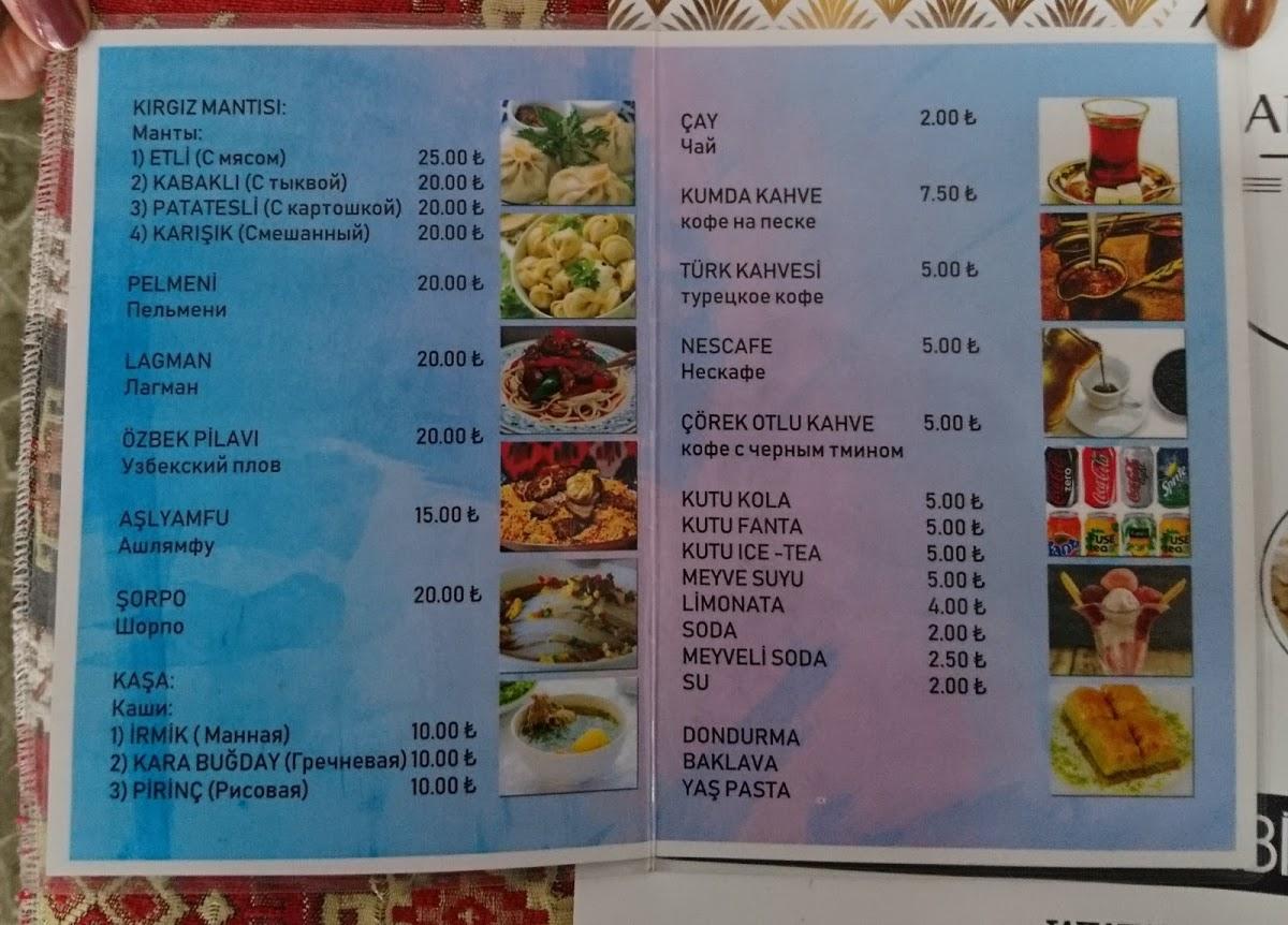 Menu at Lira'nın Mutfağı, Kusadasi