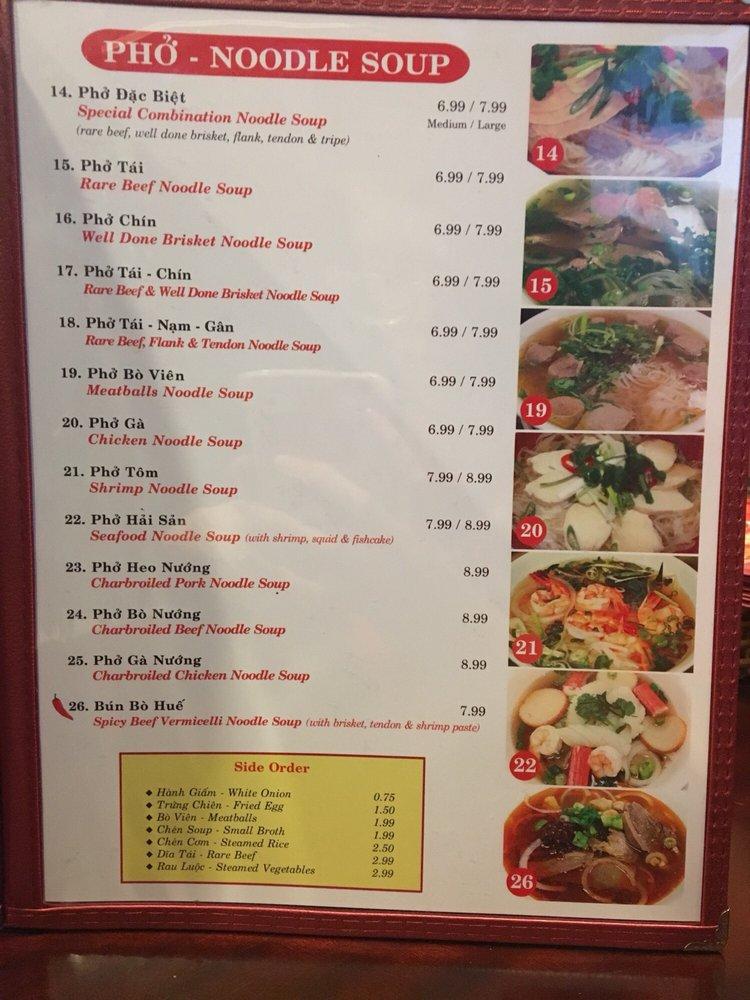 Menu at Pho Star Bowl restaurant, Riverside