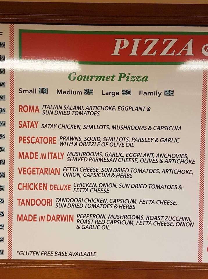 Menu at Rene's Pizzeria, Anula