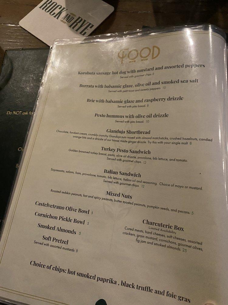Menu at Rock and Rye pub & bar, San Antonio, La Cantera Pkwy #103