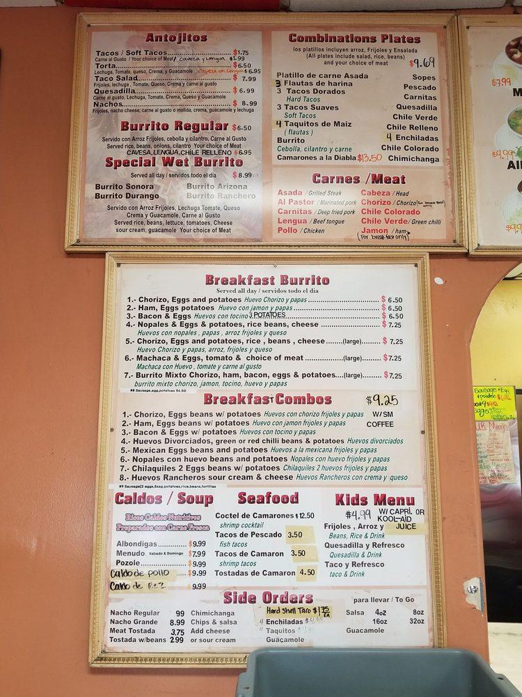 Menu at Taco Inn restaurant, Oxnard, 812 N Ventura Rd