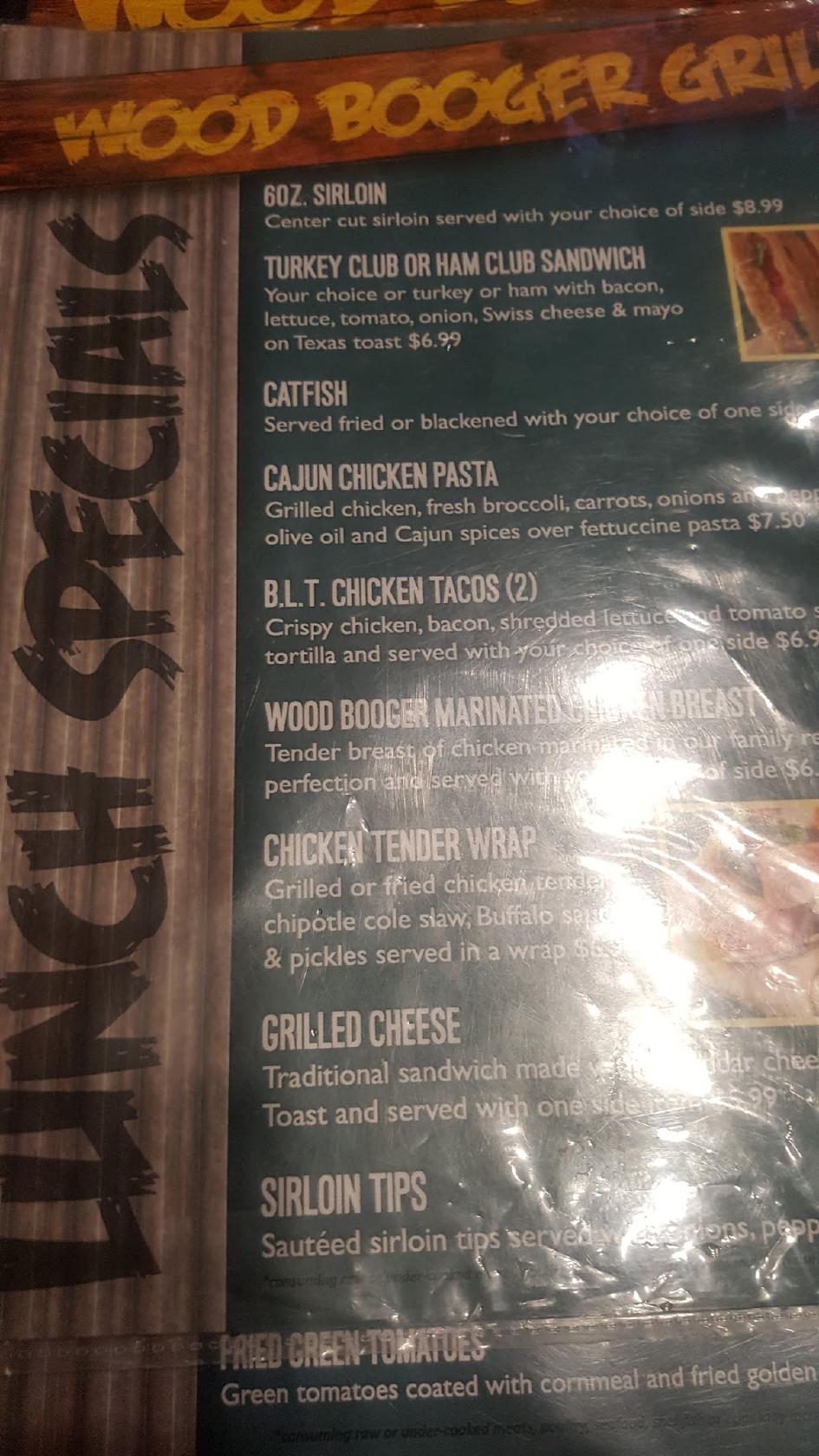 Menu at The Wood Booger Grill restaurant, Norton