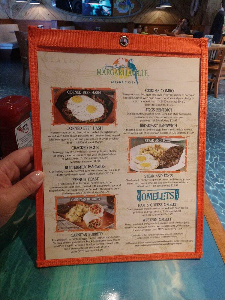 Menu at Margaritaville - Atlantic City pub & bar, Atlantic City
