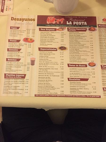 Menu at Restaurante La Posta, Culiacán, Calle Constitución 32