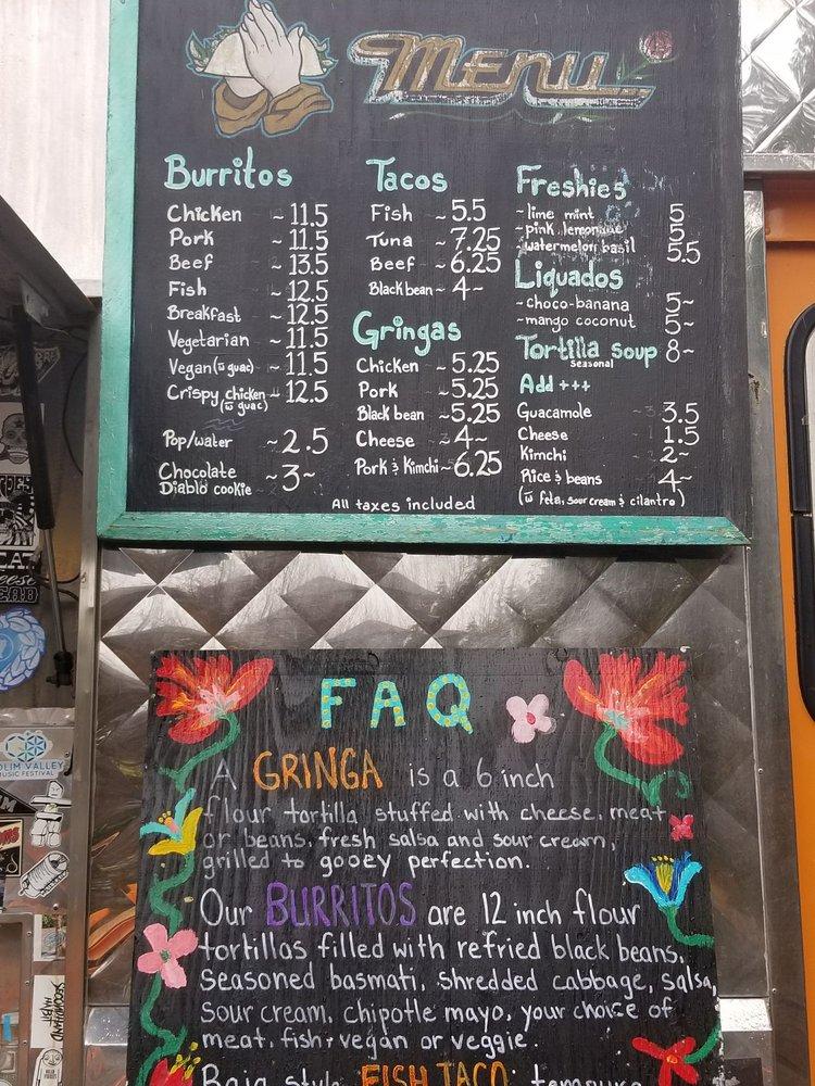 Menu at Tacofino restaurant, Tofino