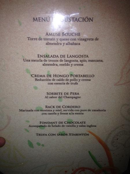 Menu at Chef's Plate pub & bar, Playa del Carmen