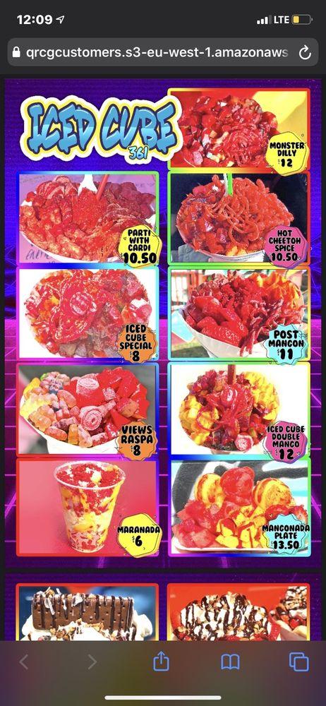 Menu at Iced Cube desserts, Corpus Christi