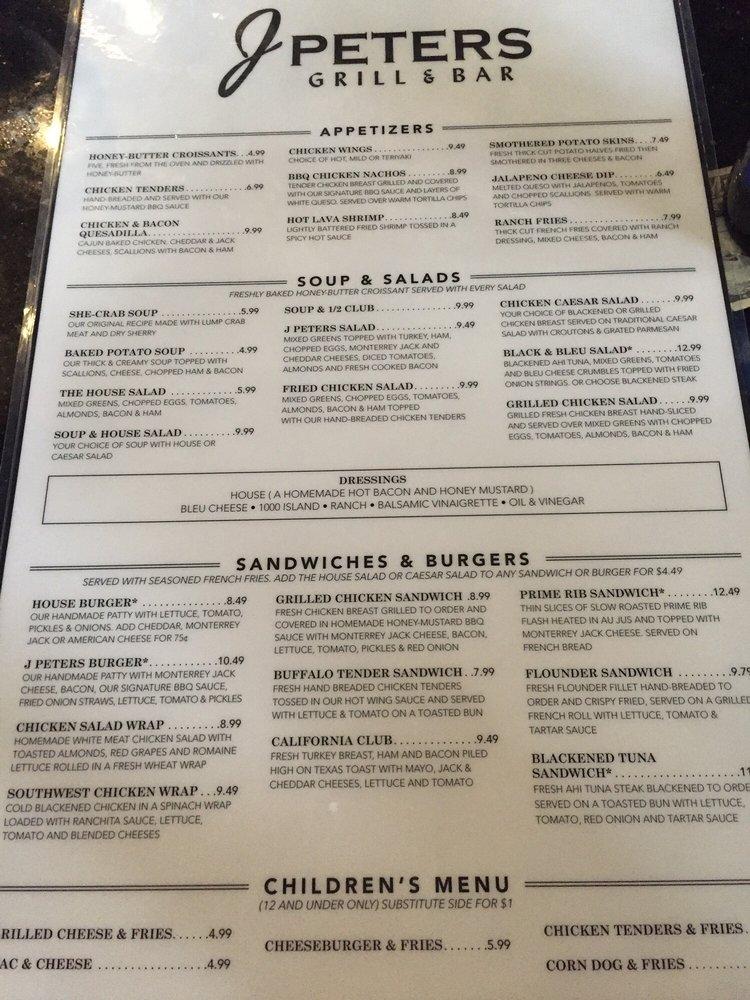 Menu at J.R. Cash's Grill & Bar, Mount Holly