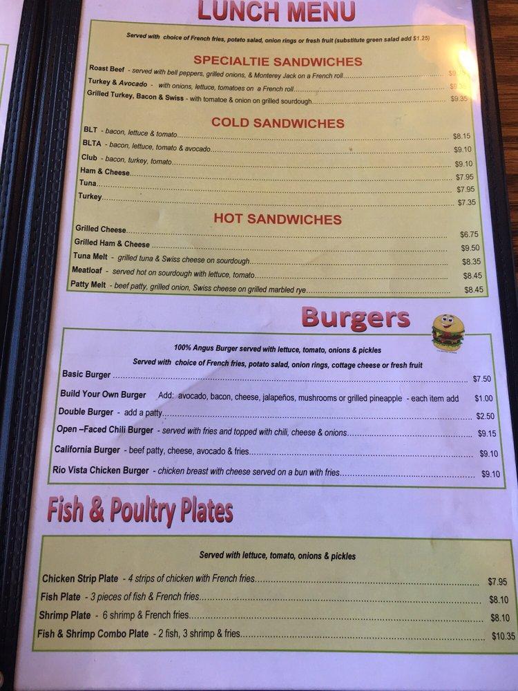 Menu at Raul's Striper Cafe, Rio Vista