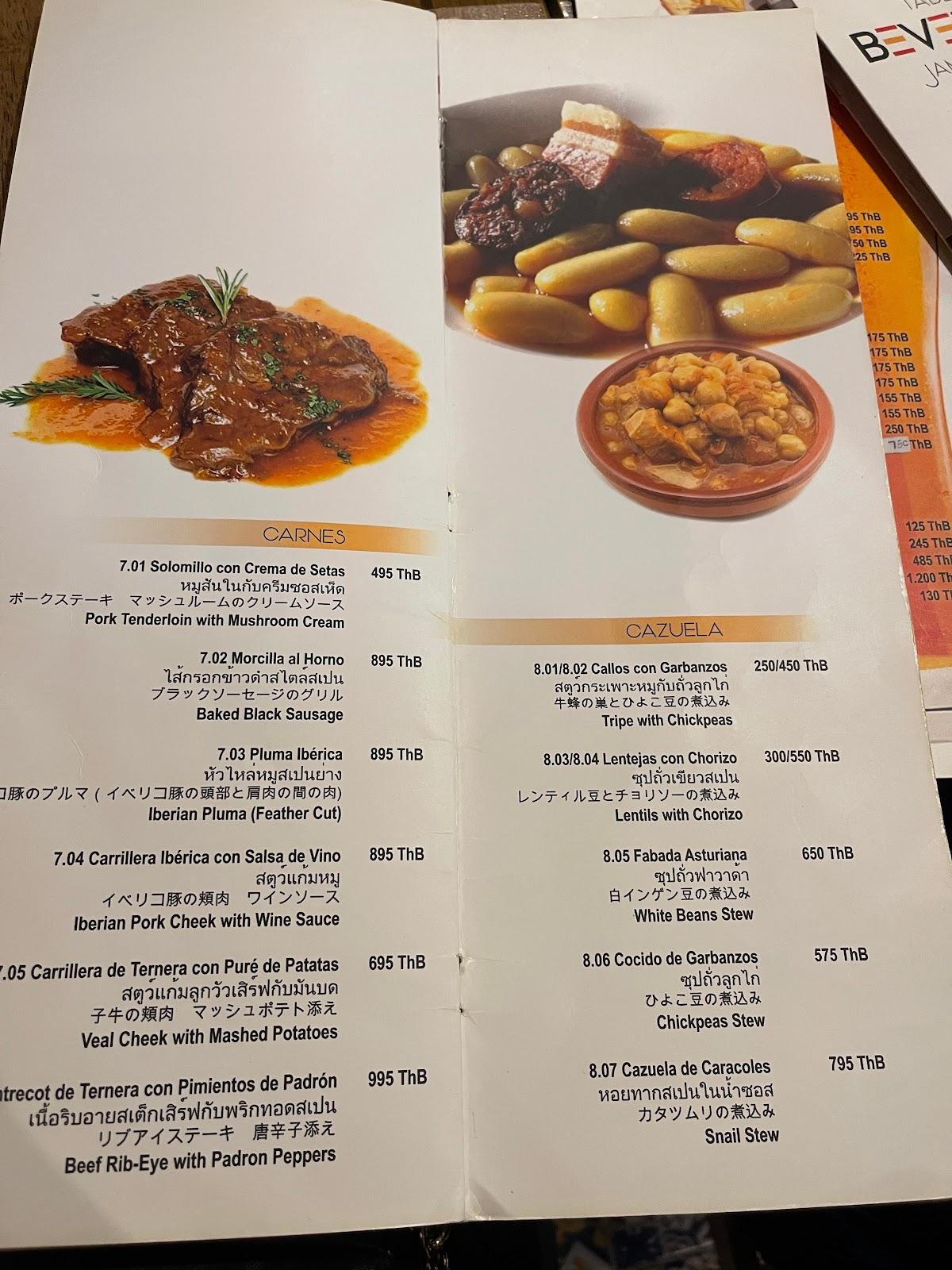 Menu at Taberna JAMON JAMON - Bangkok - Spanish Tapas Bar - Wine, Bangkok