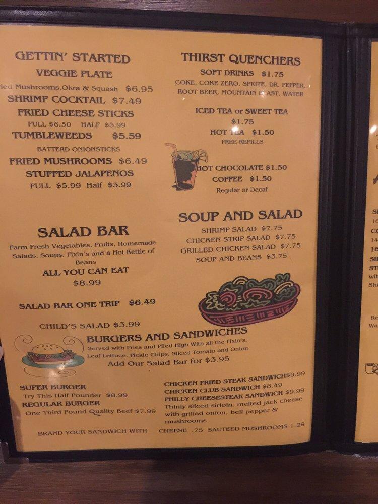 Menu at Bar-H Steakhouse, Monahans