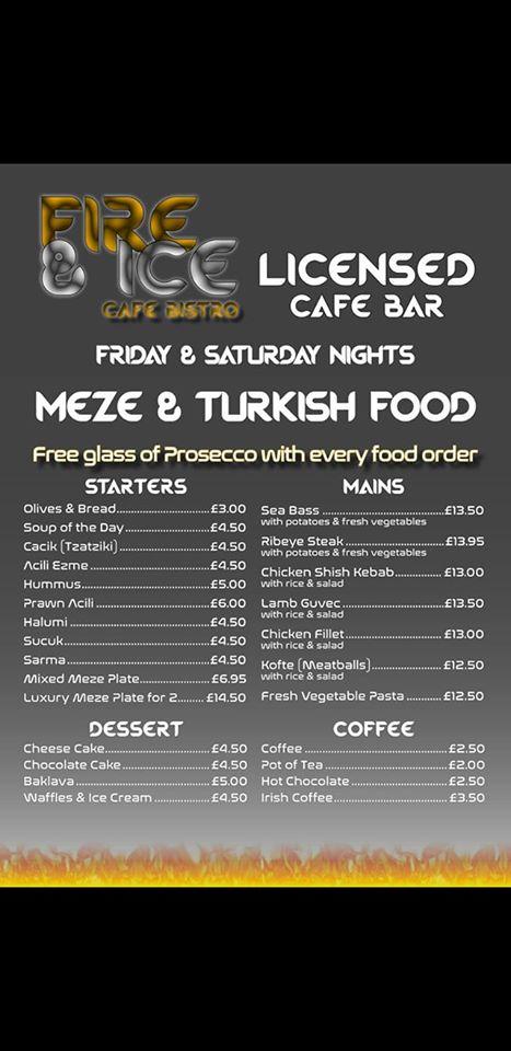 Menu at Fire & Ice Café restaurant, Stockport