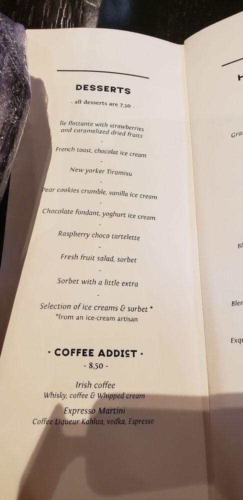 Menu at La Hache restaurant, Strasbourg