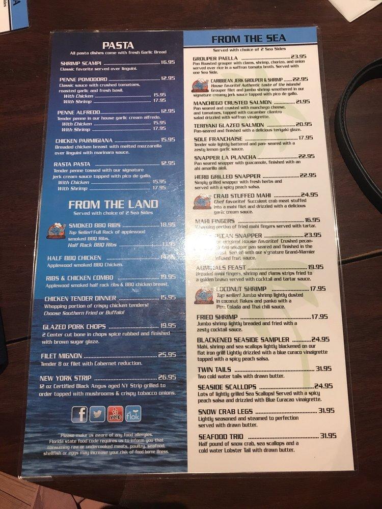 Menu at Seaside Grill & Tiki Bar, Pompano Beach