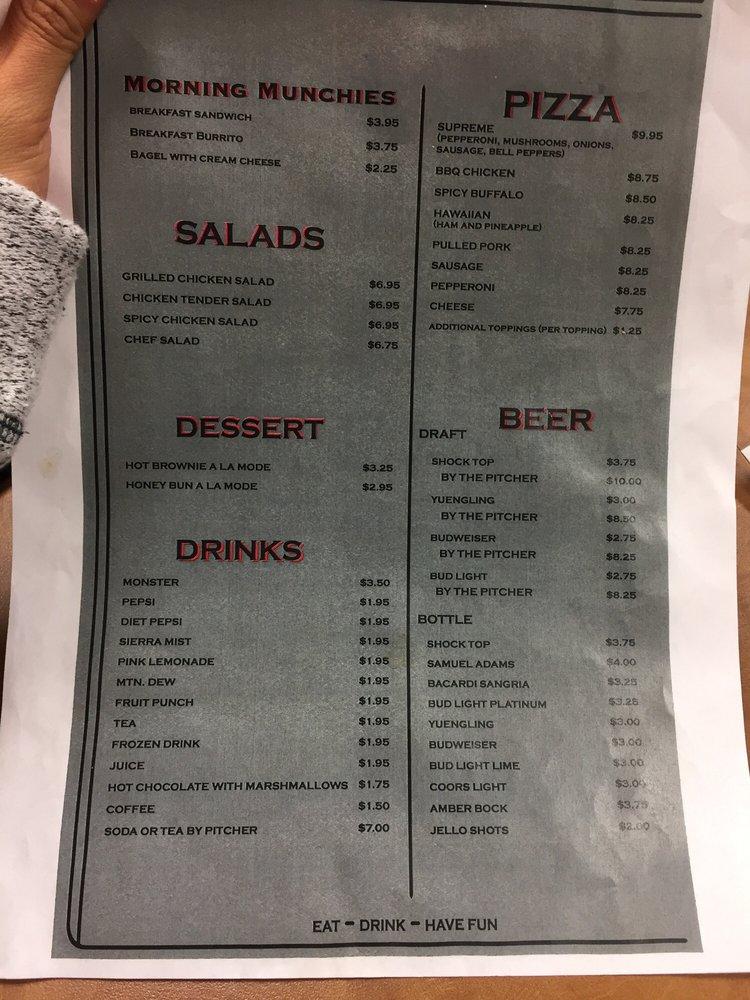 Menu at The Zone pub & bar, Fort Campbell